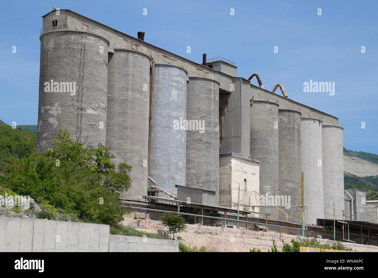 Grain terminal in the port of Novorossiysk. Grain elevator Stock Photo ...
