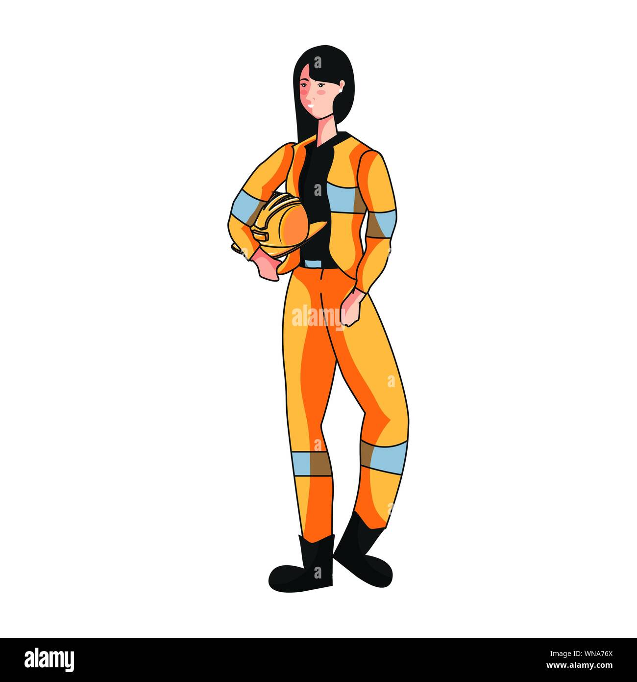 female firefighter worker avatar character vector illustration design ...