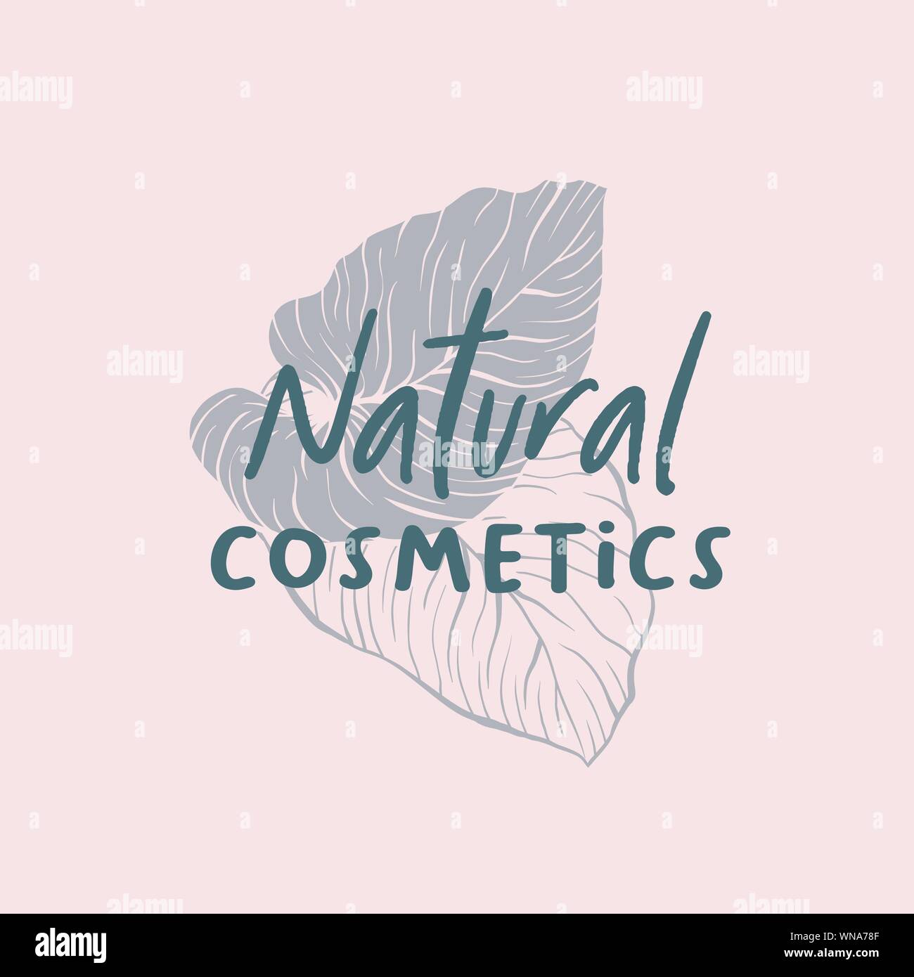 Natural cosmetic shop hand drawn logotype template. Palm leaves sketch ...