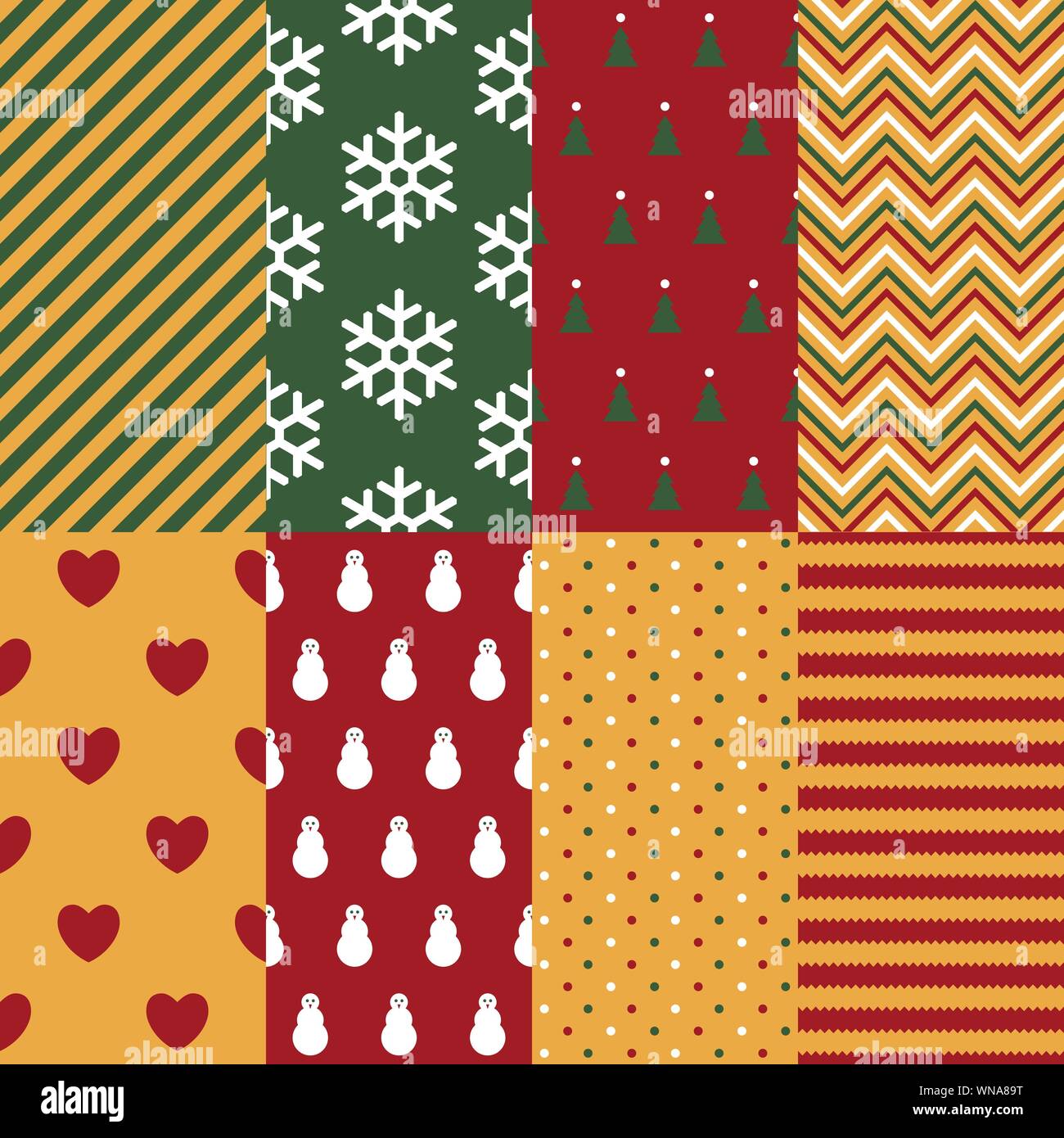 Vector illustration. Eight geometric christmas backgrounds in flat ...