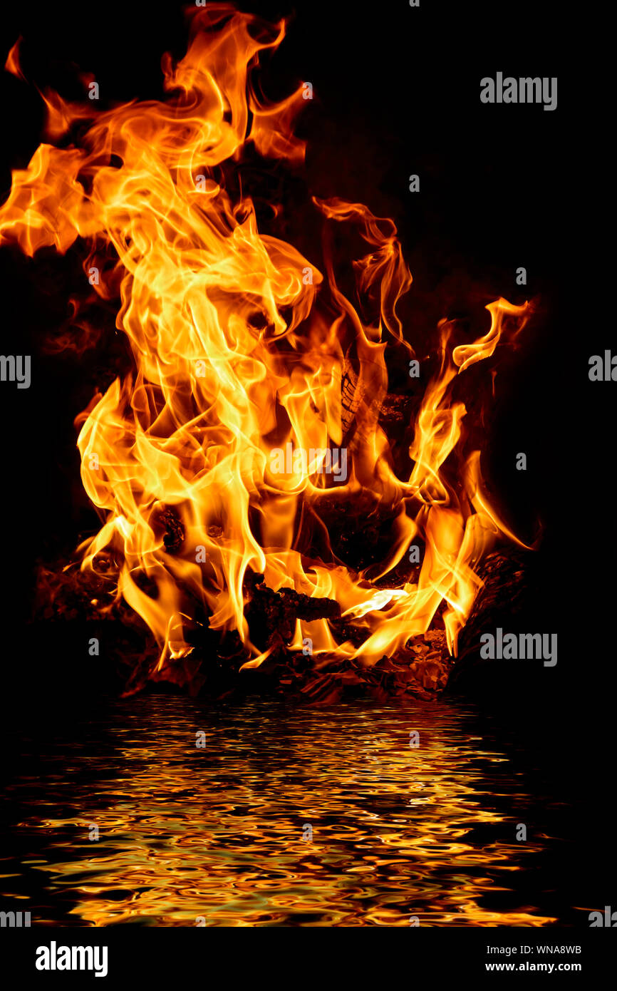 Fire reflection water hi-res stock photography and images - Alamy