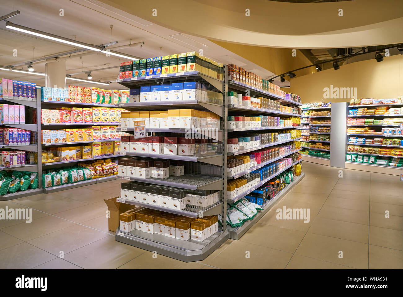 ZURICH, SWITZERLAND - CIRCA OCTOBER, 2018: interior shot of Migros ...
