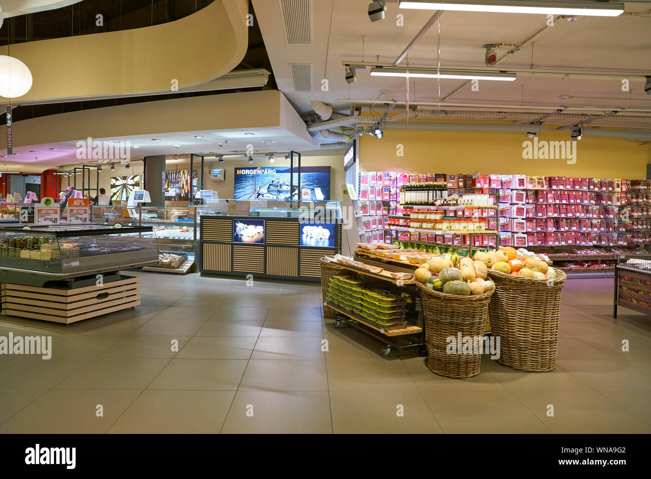 ZURICH, SWITZERLAND - CIRCA OCTOBER, 2018: interior shot of Migros ...