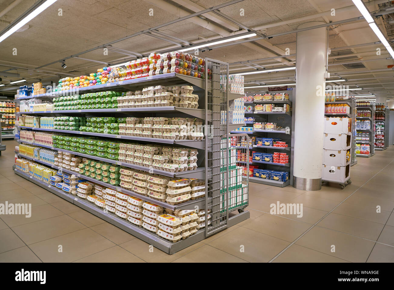 ZURICH, SWITZERLAND - CIRCA OCTOBER, 2018: interior shot of Migros ...