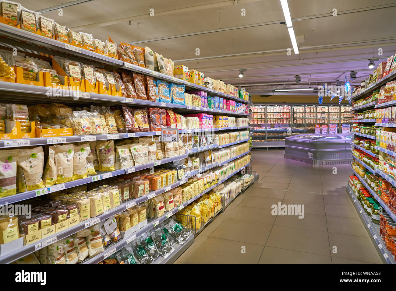 ZURICH, SWITZERLAND - CIRCA OCTOBER, 2018: interior shot of Migros ...