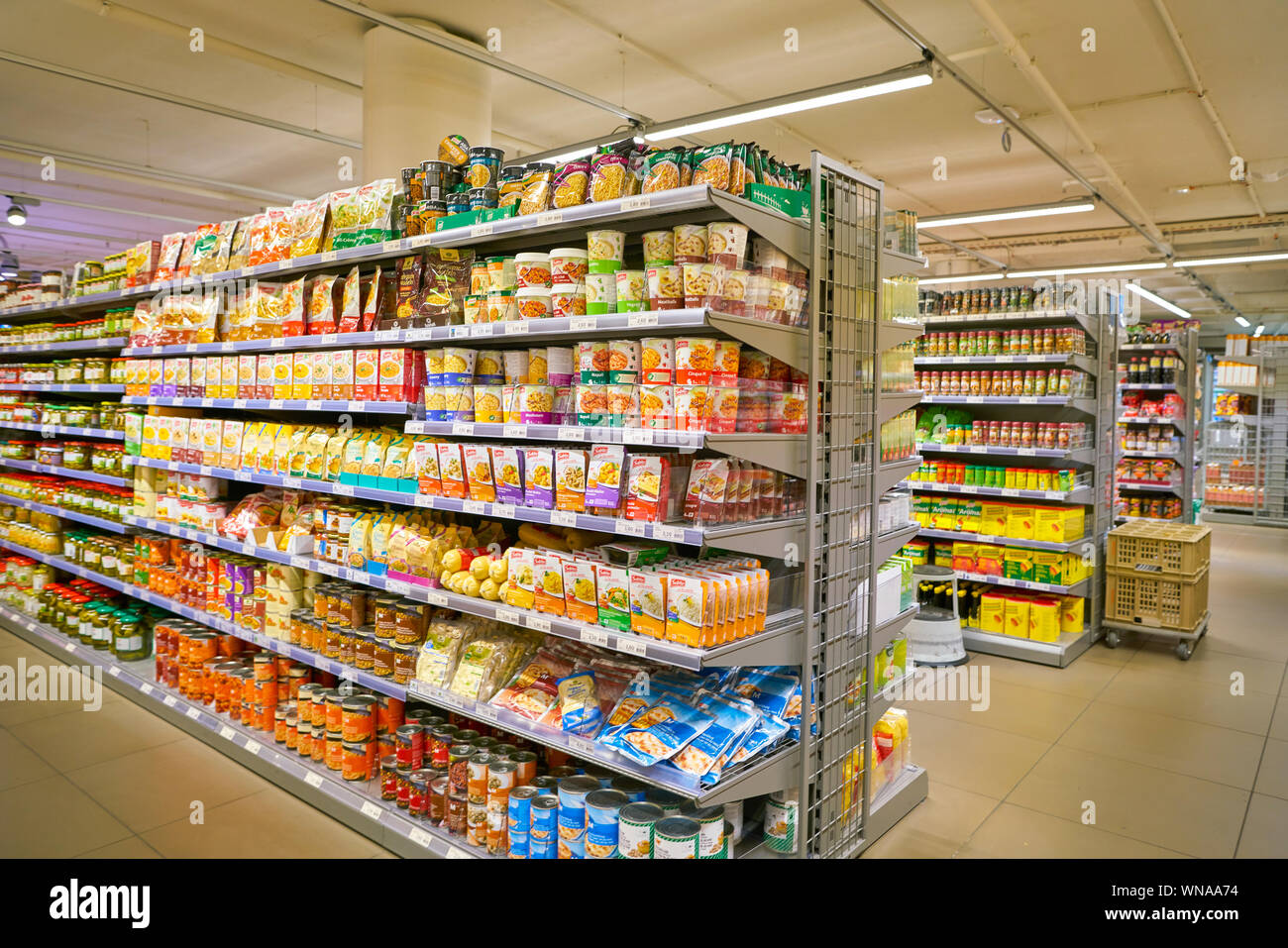 ZURICH, SWITZERLAND - CIRCA OCTOBER, 2018: interior shot of Migros ...