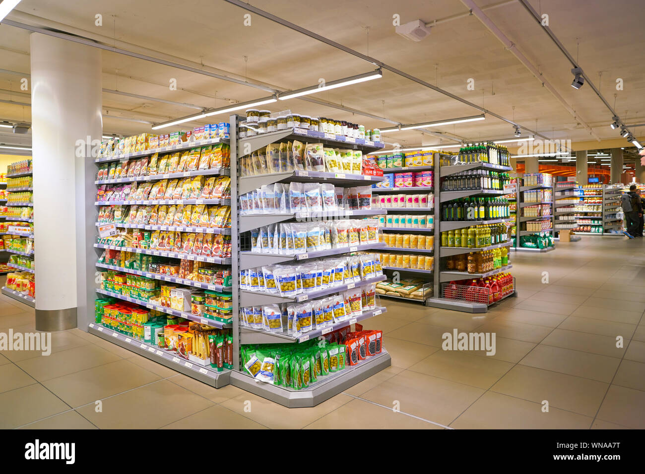 ZURICH, SWITZERLAND - CIRCA OCTOBER, 2018: interior shot of Migros ...