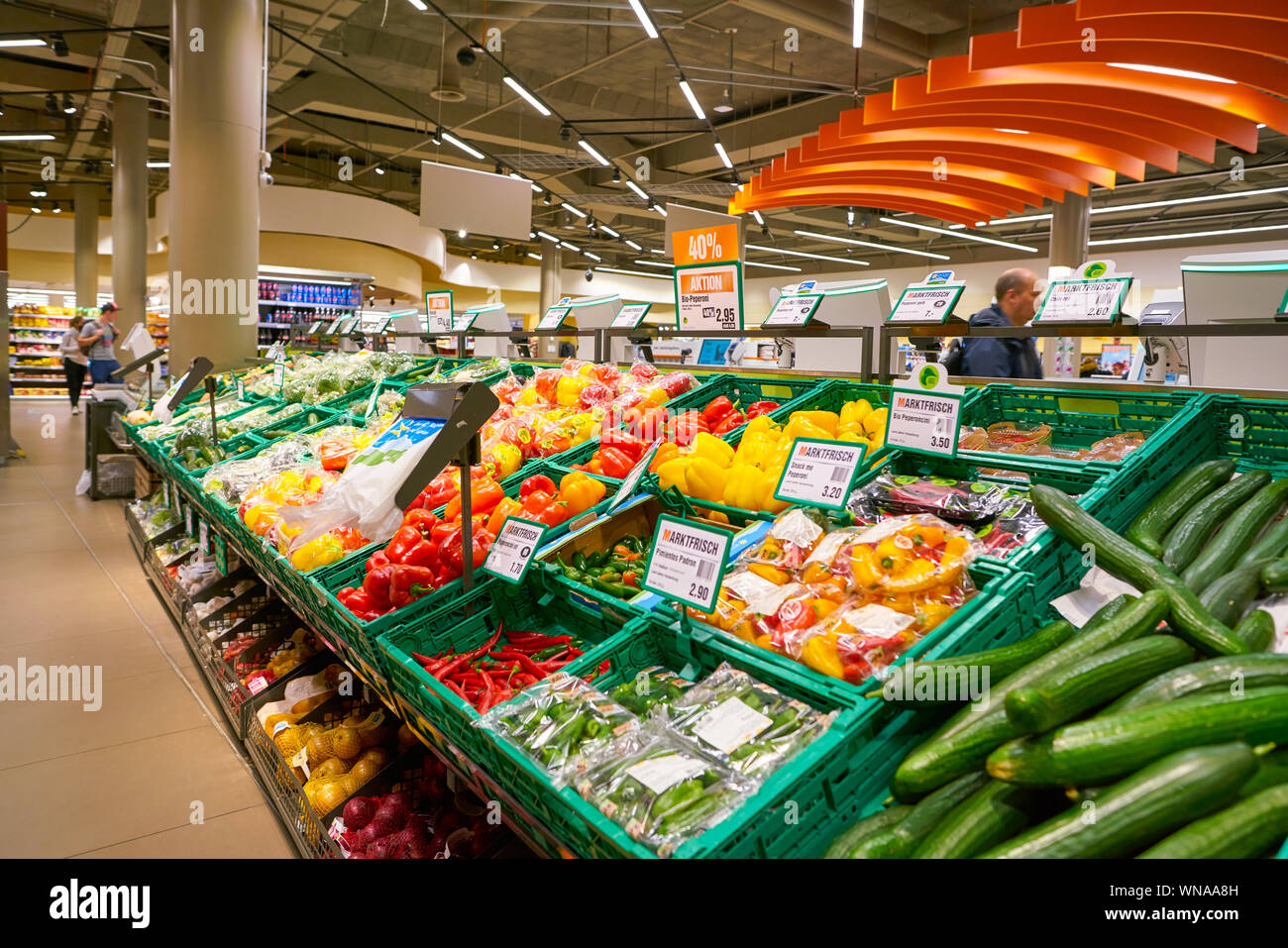 ZURICH, SWITZERLAND - CIRCA OCTOBER, 2018: interior shot of Migros ...