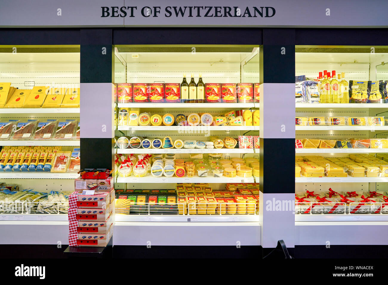 ZURICH, SWITZERLAND - CIRCA OCTOBER, 2018: various cheeses on display ...