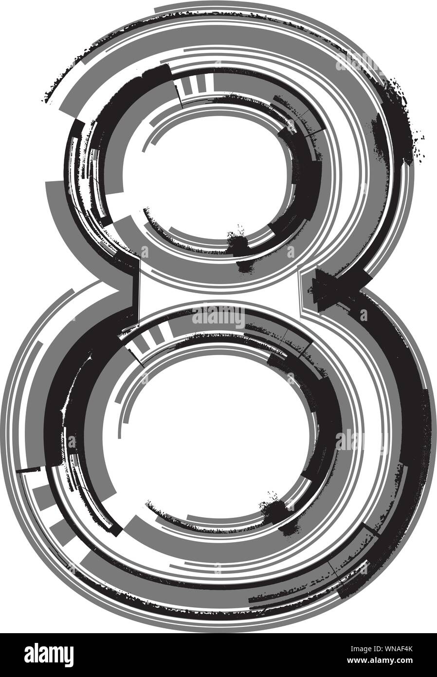 Grunge Font. Number 8 Stock Vector Image & Art - Alamy