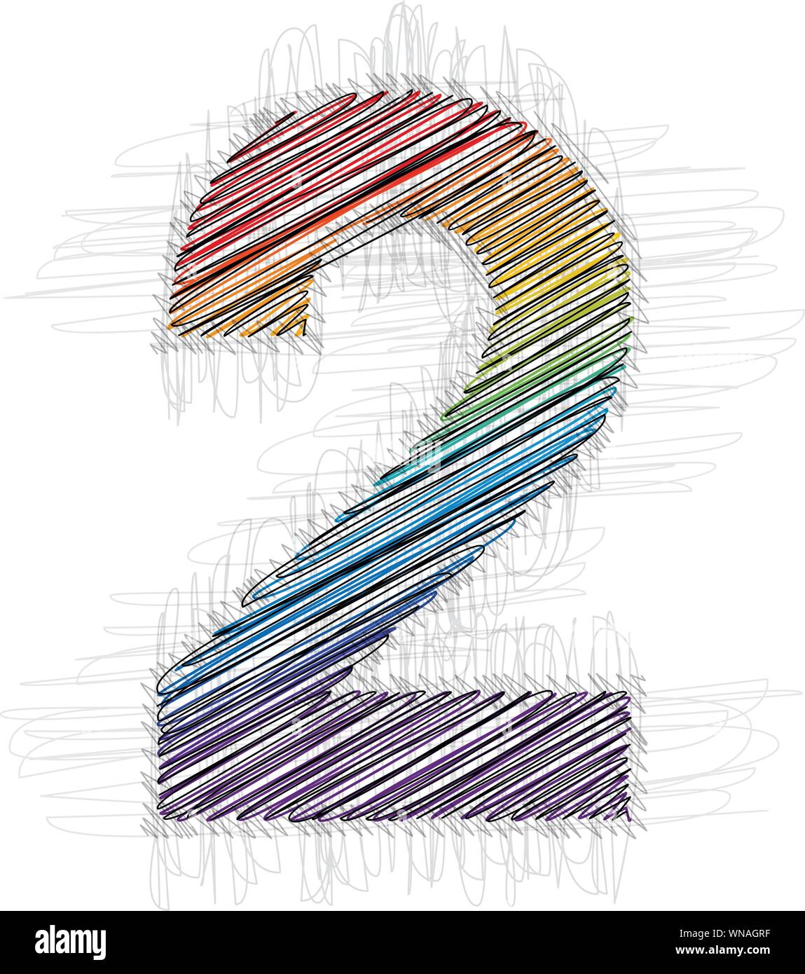 Hand drawn font NUMBER 2 Stock Vector Image & Art - Alamy