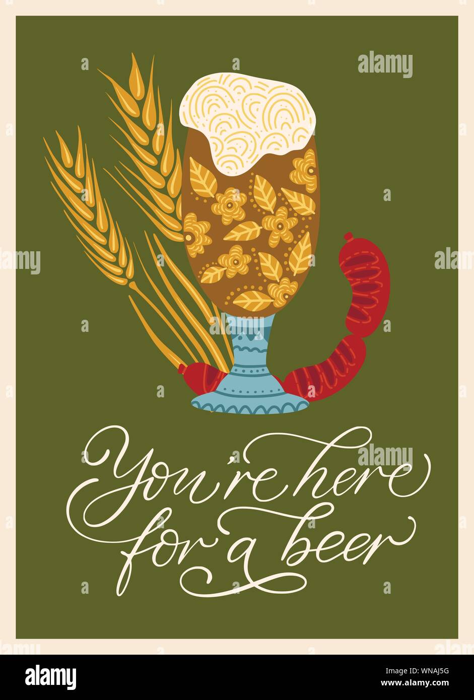 Beer festival vector ornate illustration. Oktoberfest detailed card ...