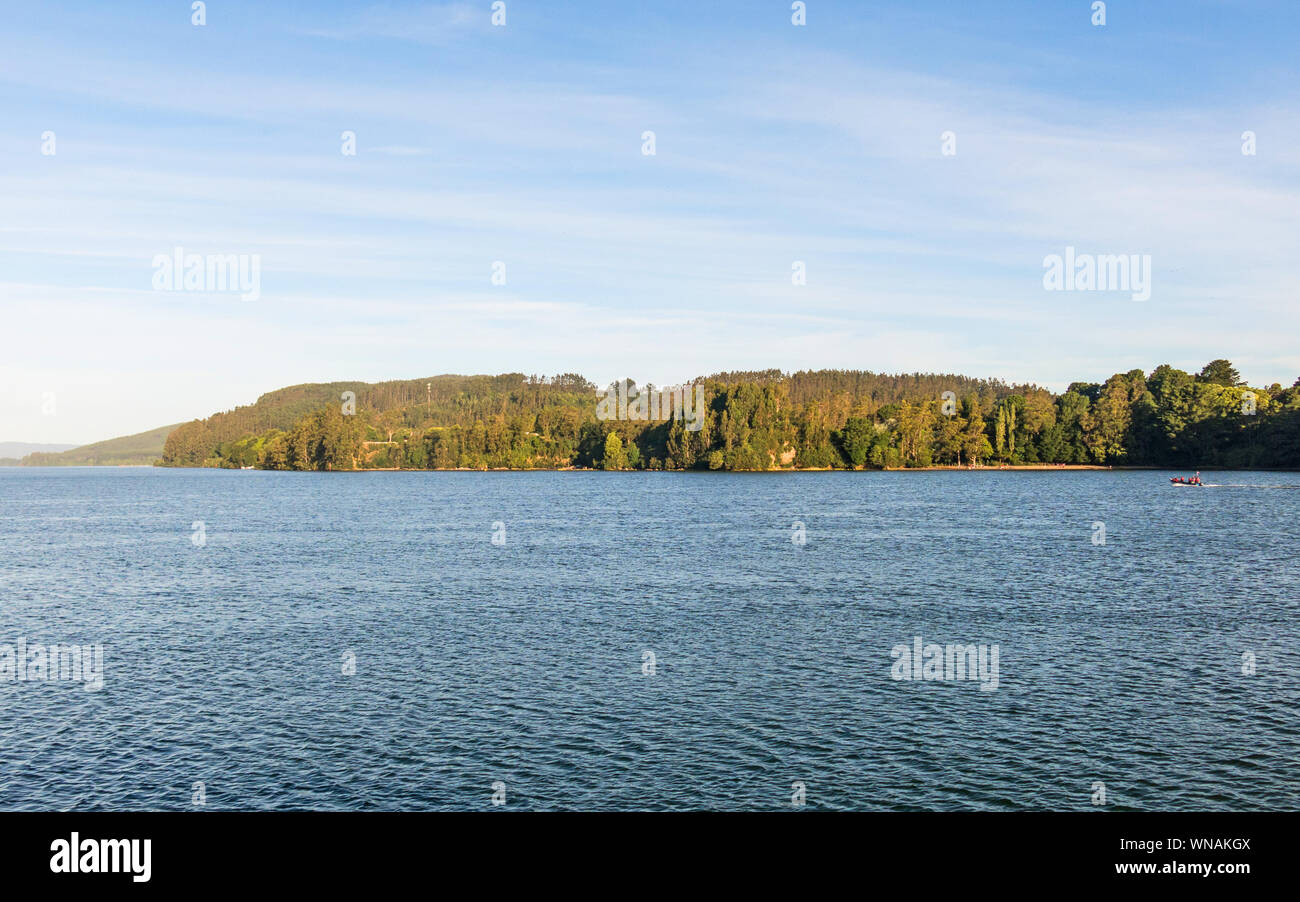 Overview of the Valdivia River, in the Region of the Rivers, in ...