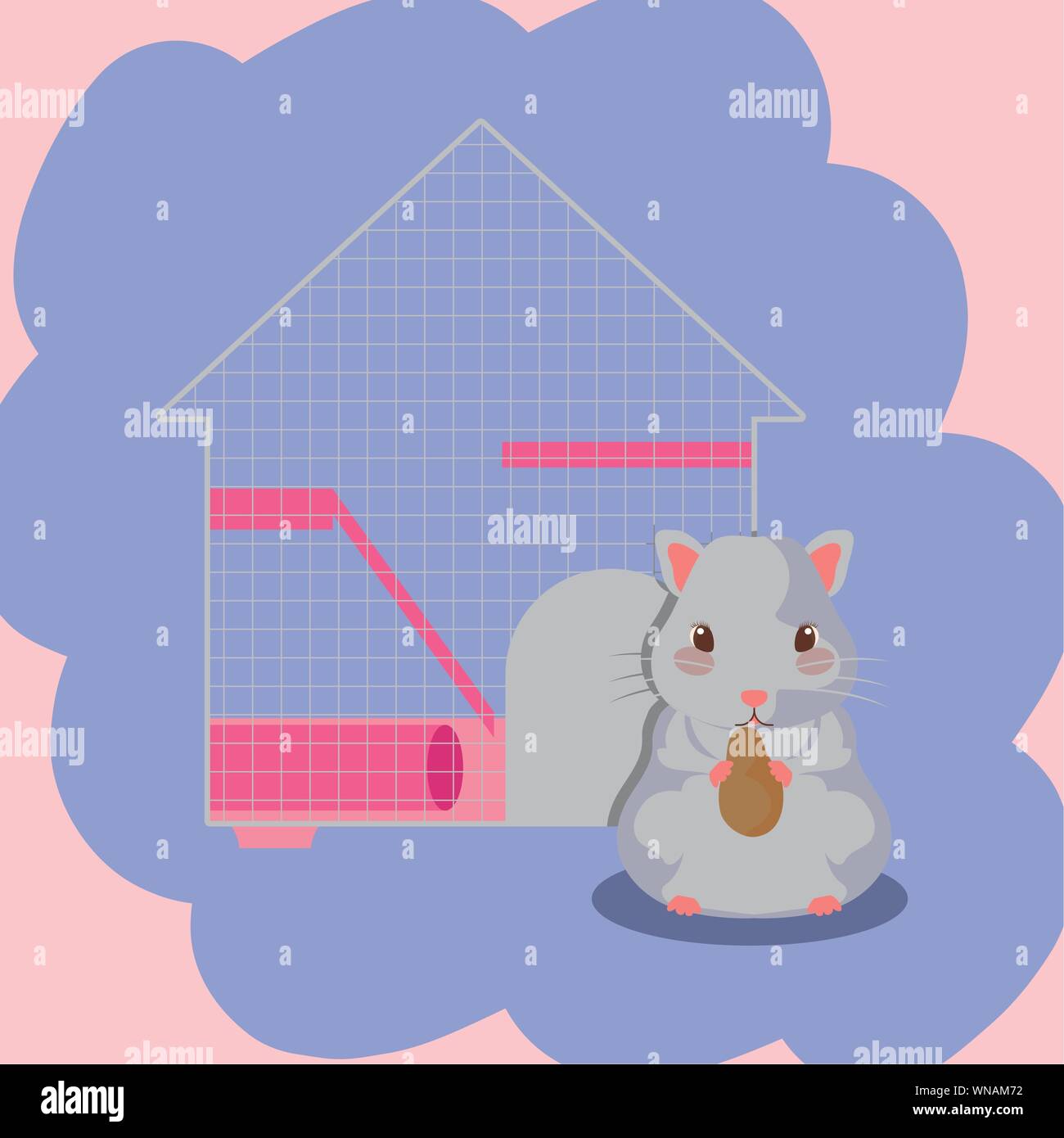 cute mouse baby animal with cage vector illustration design Stock ...