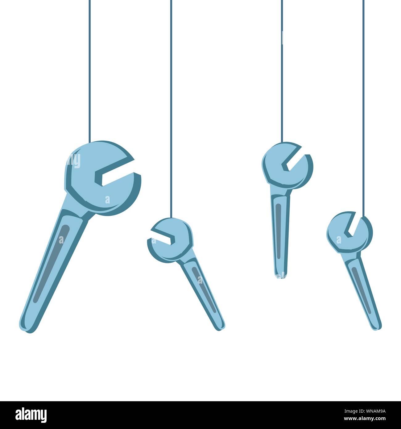 set of wrenches key tools hanging vector illustration design Stock ...