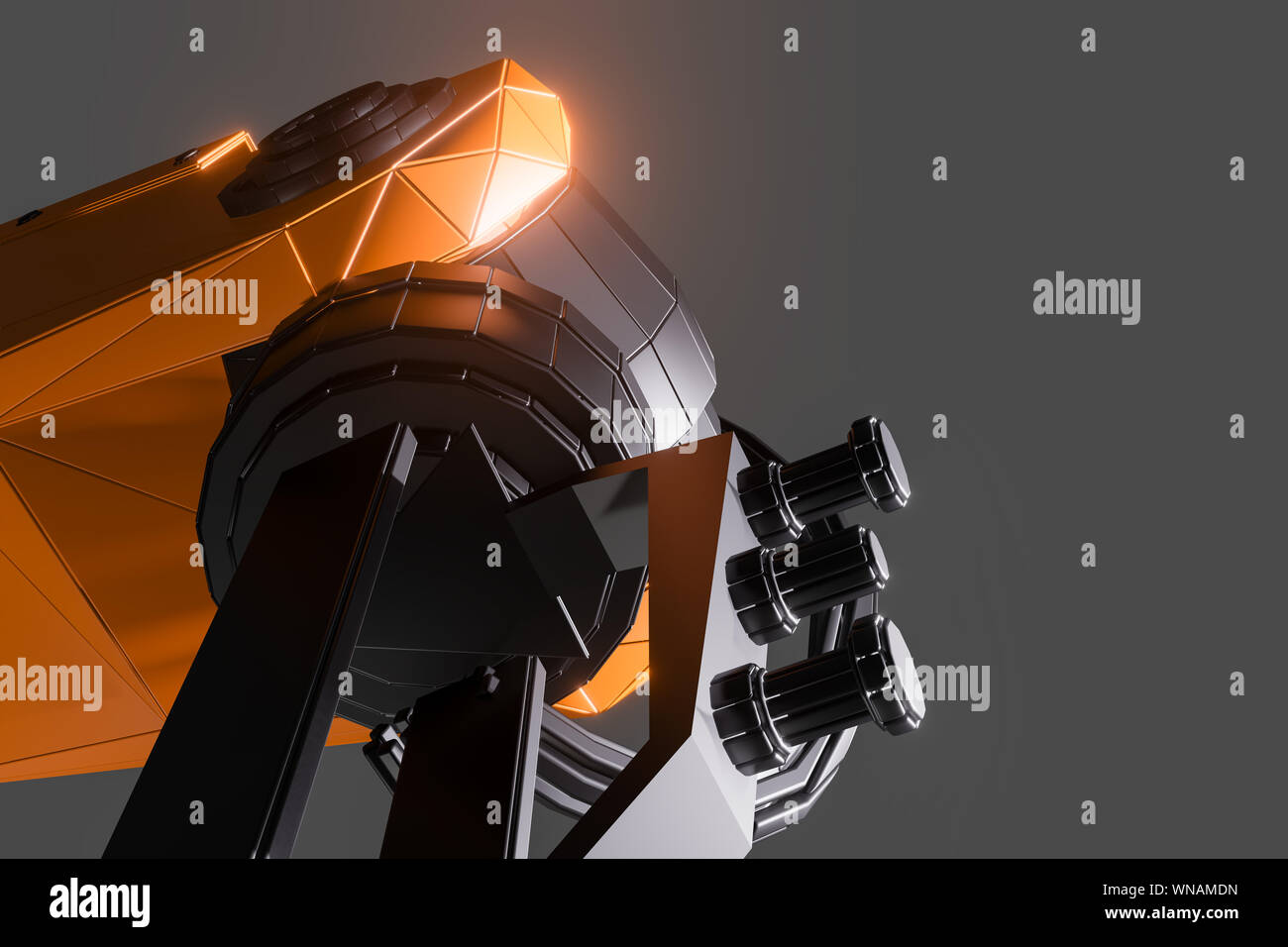 Industrial robotic arm isolated on grey background. 3D illustration ...