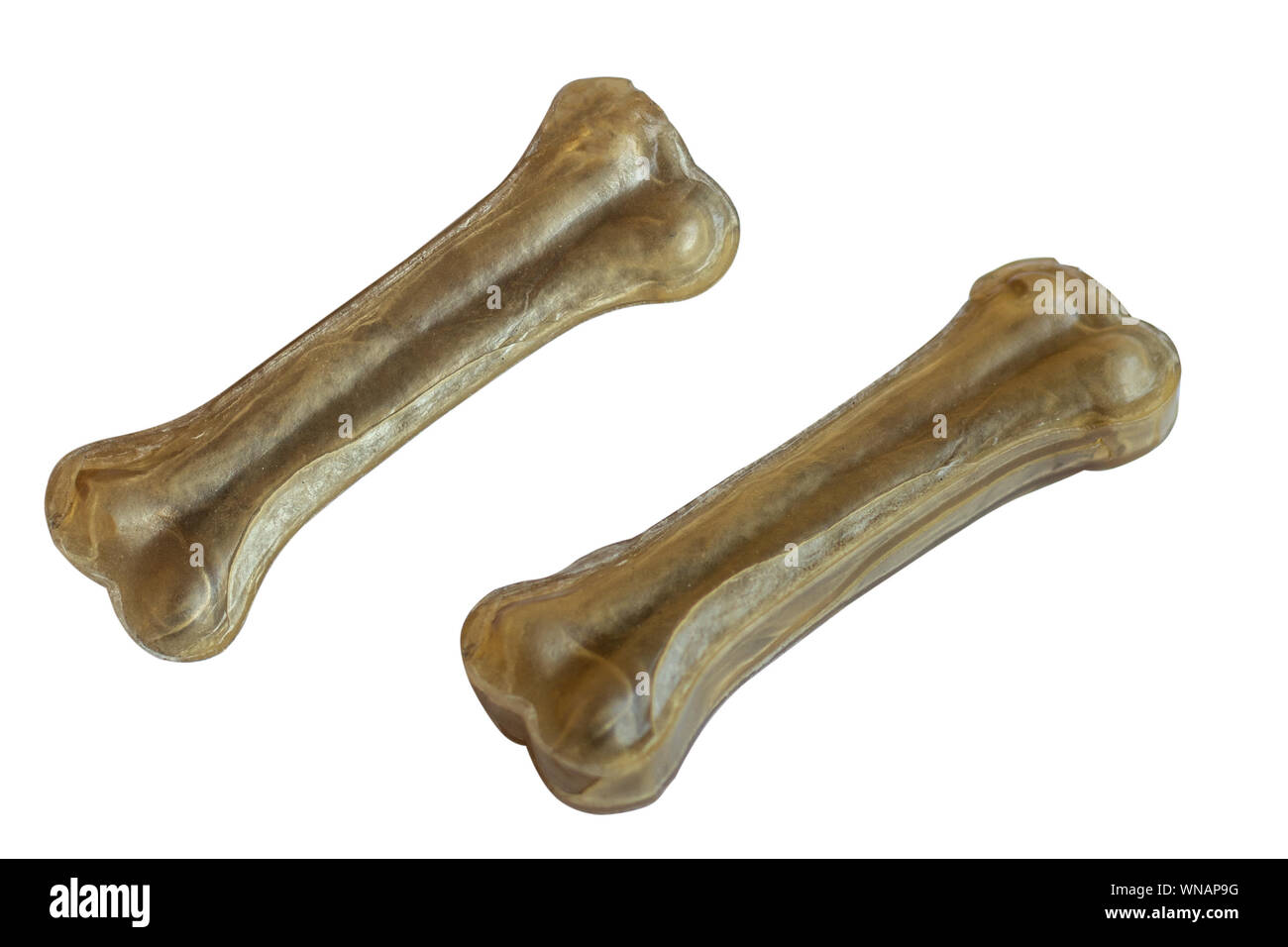 Bone for dog's eatting isolated on white background. Petfood top view ...