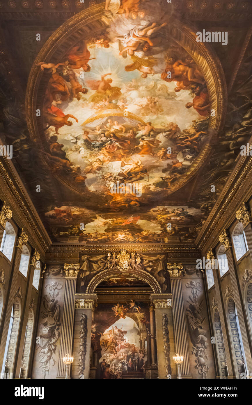 England, London, Greenwich, The Old Royal Naval College, The Painted ...