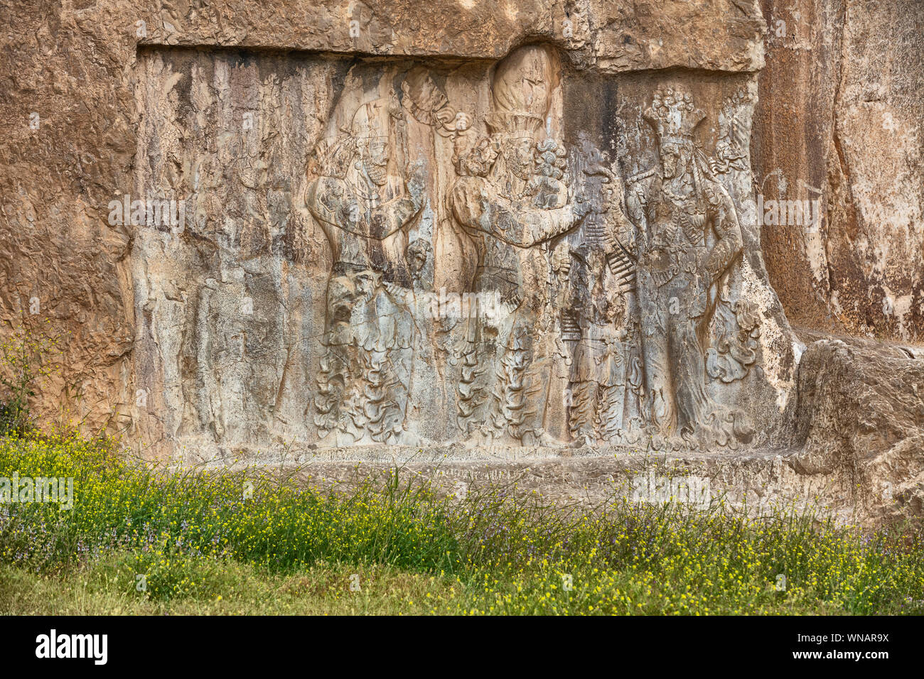 Investiture of Narseh (293-303), Sassanid relief, Naqsh-e Rostam ...