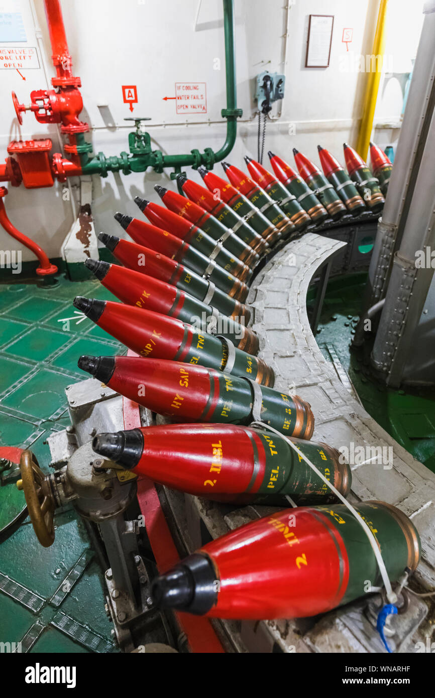 England, London, Southwark, The Imperial War Museum Ship HMS Belfast ...