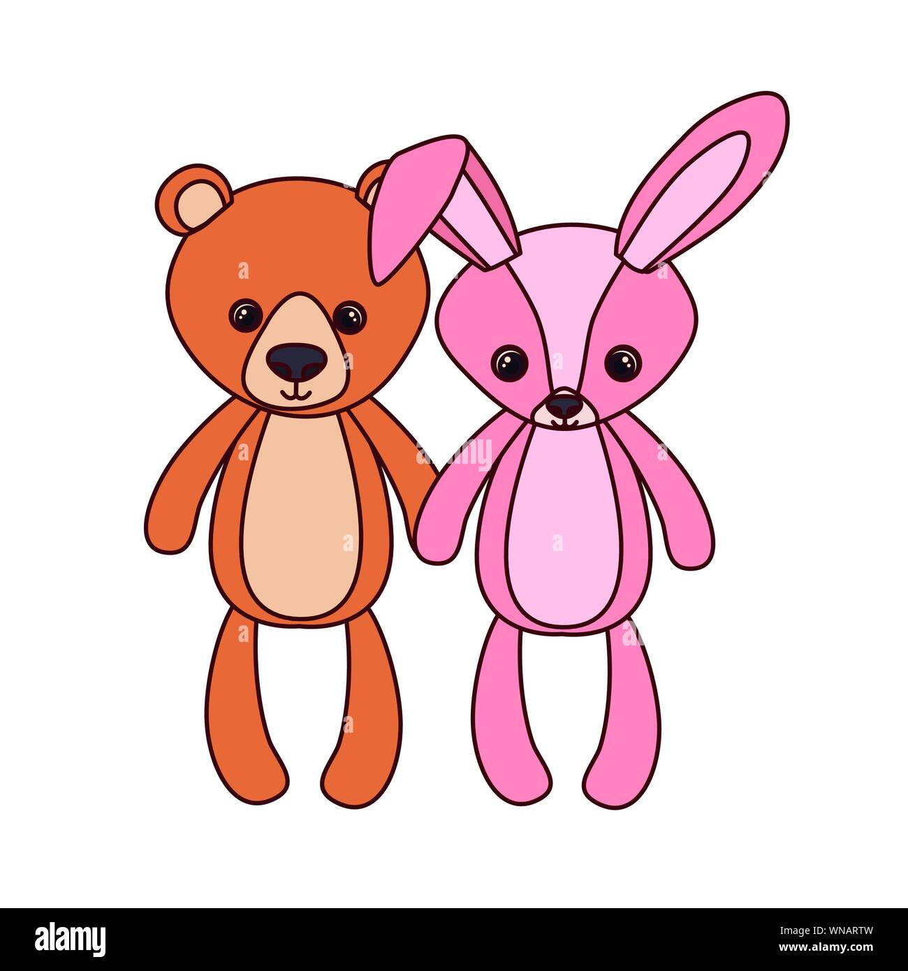 cute bear and rabbit stuffed baby toys Stock Vector Image & Art - Alamy