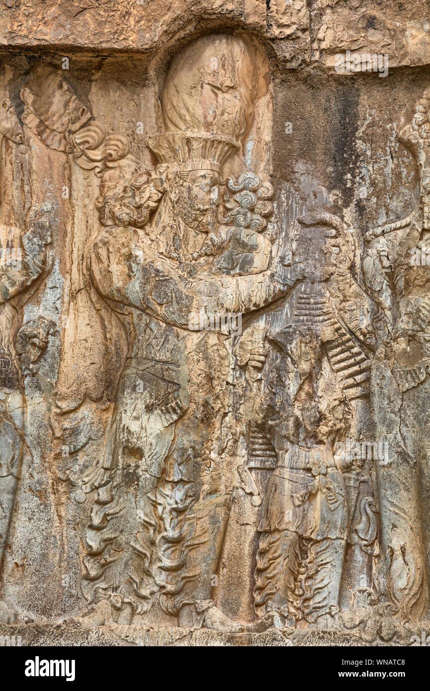Investiture of Narseh (293-303), Sassanid relief, Naqsh-e Rostam ...