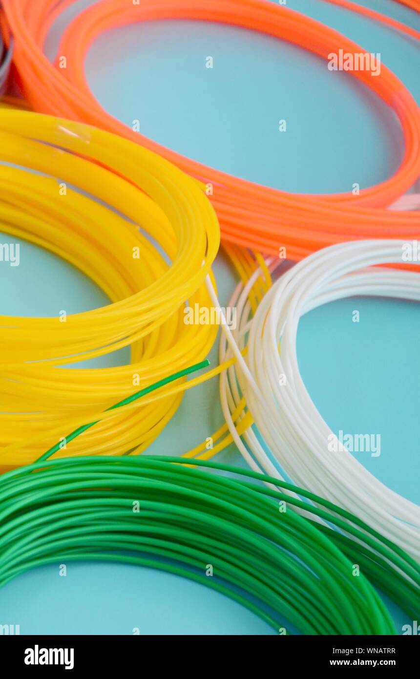 3D printing pen filaments of various colors. Plastic PLA and ABS ...