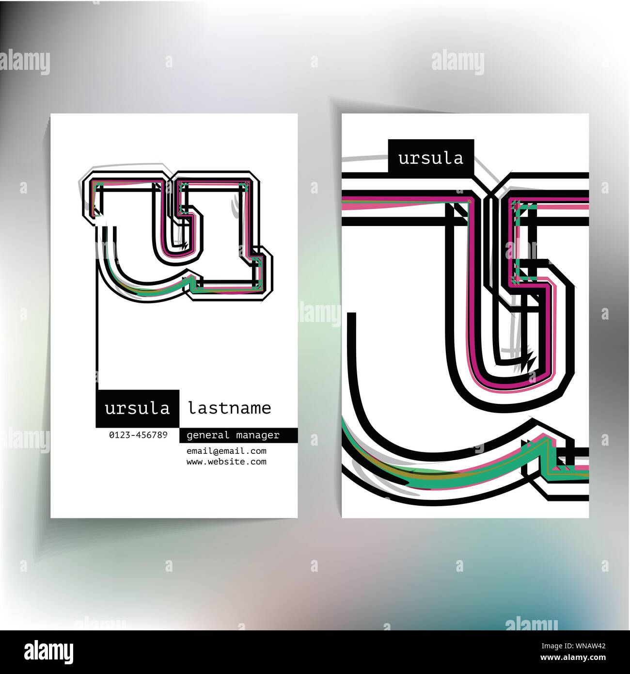Business card design with letter u Stock Vector Image & Art - Alamy