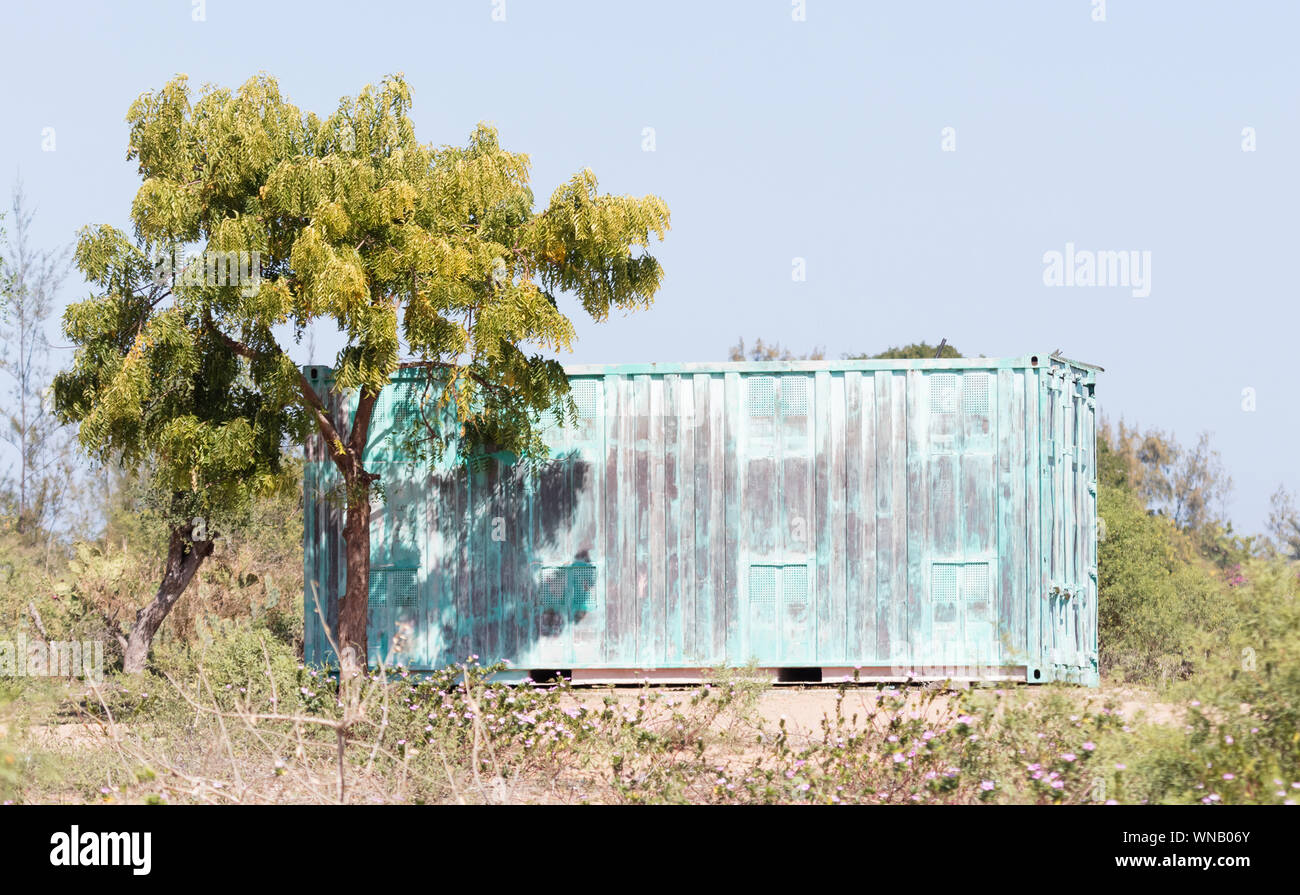 Shipping container used for storage of materials, Madagascar Stock ...