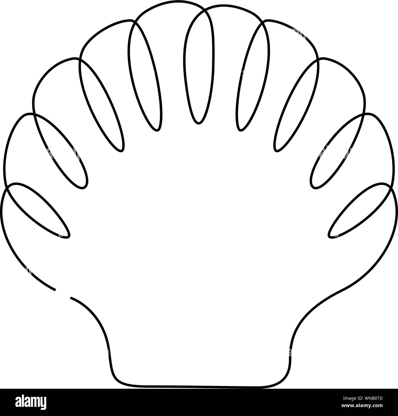 Shell continuous line drawing, tattoo, print for clothes and logo ...