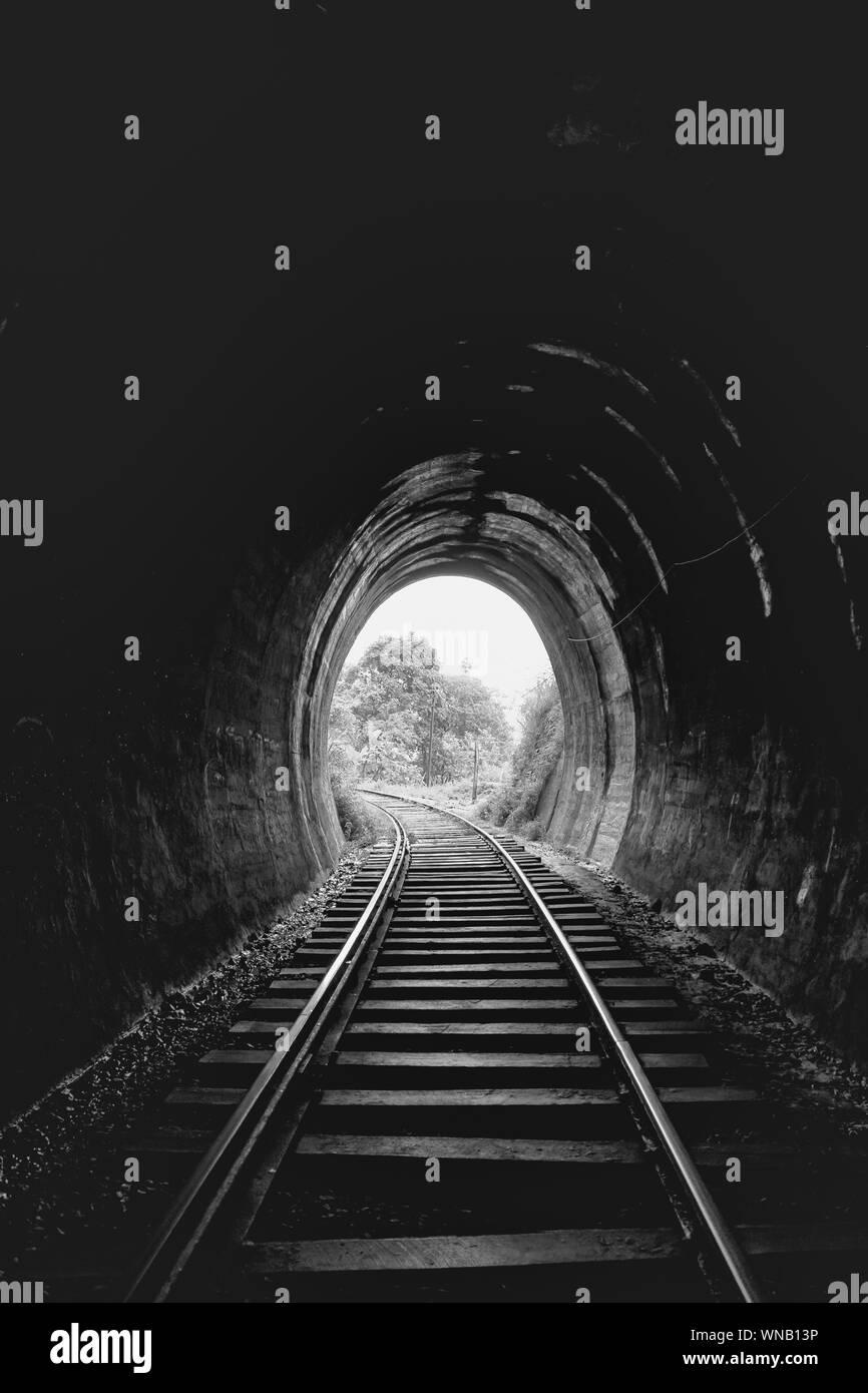Railroad Track In Tunnel Stock Photo - Alamy