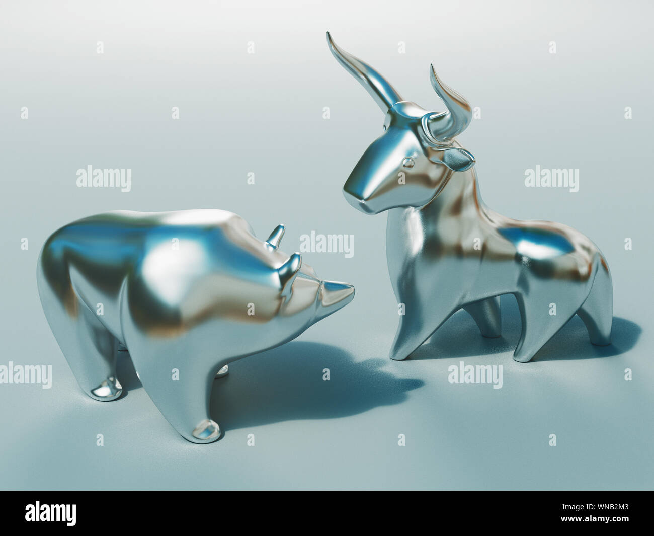 Stock market concept, bull and bear. 3d rendering Stock Photo - Alamy