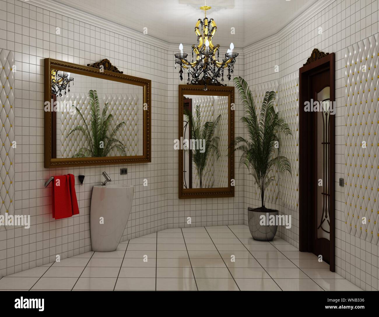 restroom, interior visualization, 3D illustration Stock Photo - Alamy