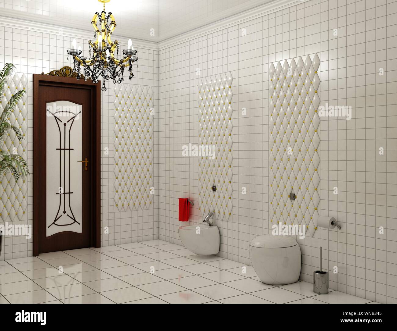 restroom, interior visualization, 3D illustration Stock Photo - Alamy