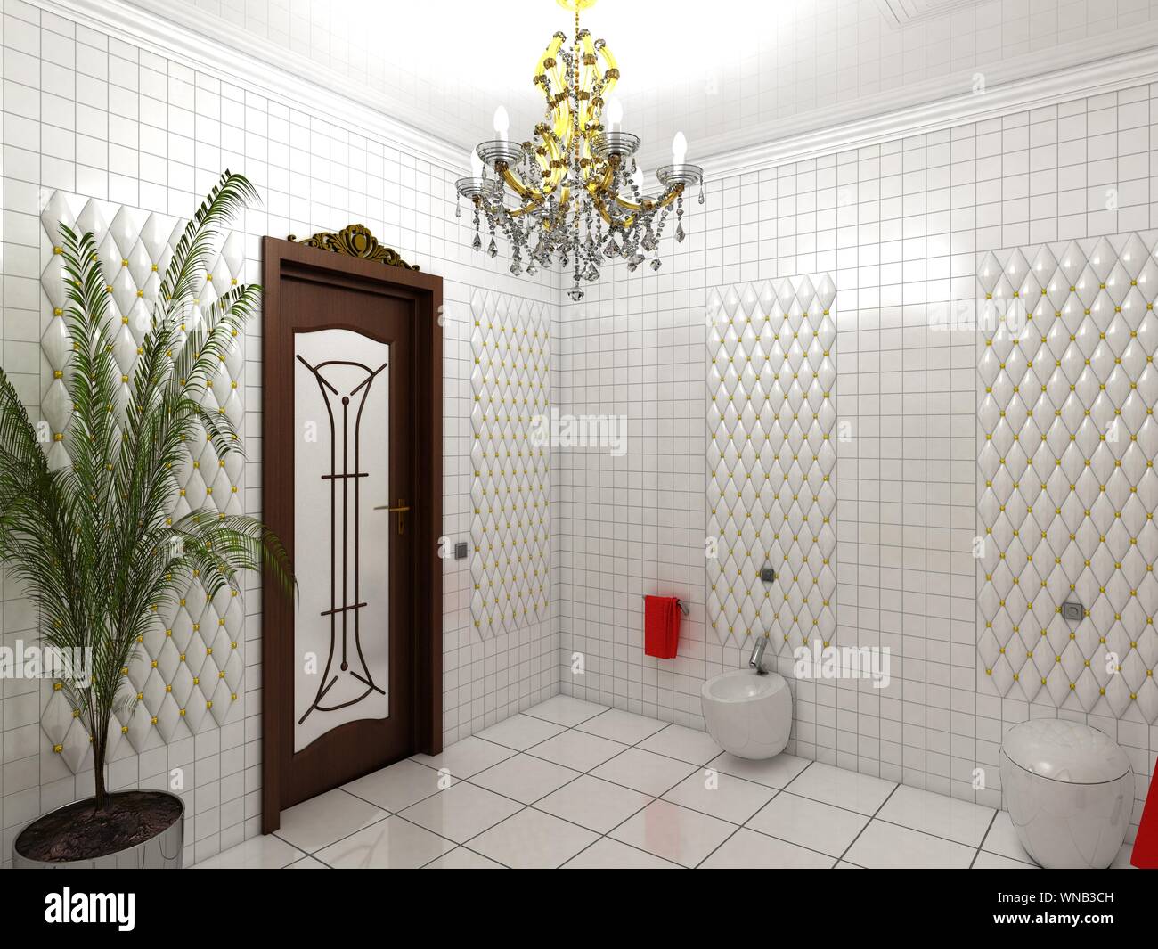 restroom, interior visualization, 3D illustration Stock Photo - Alamy