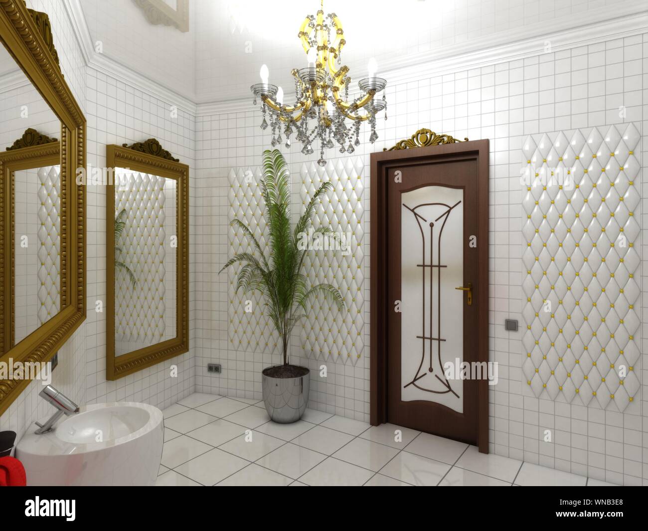 restroom, interior visualization, 3D illustration Stock Photo - Alamy