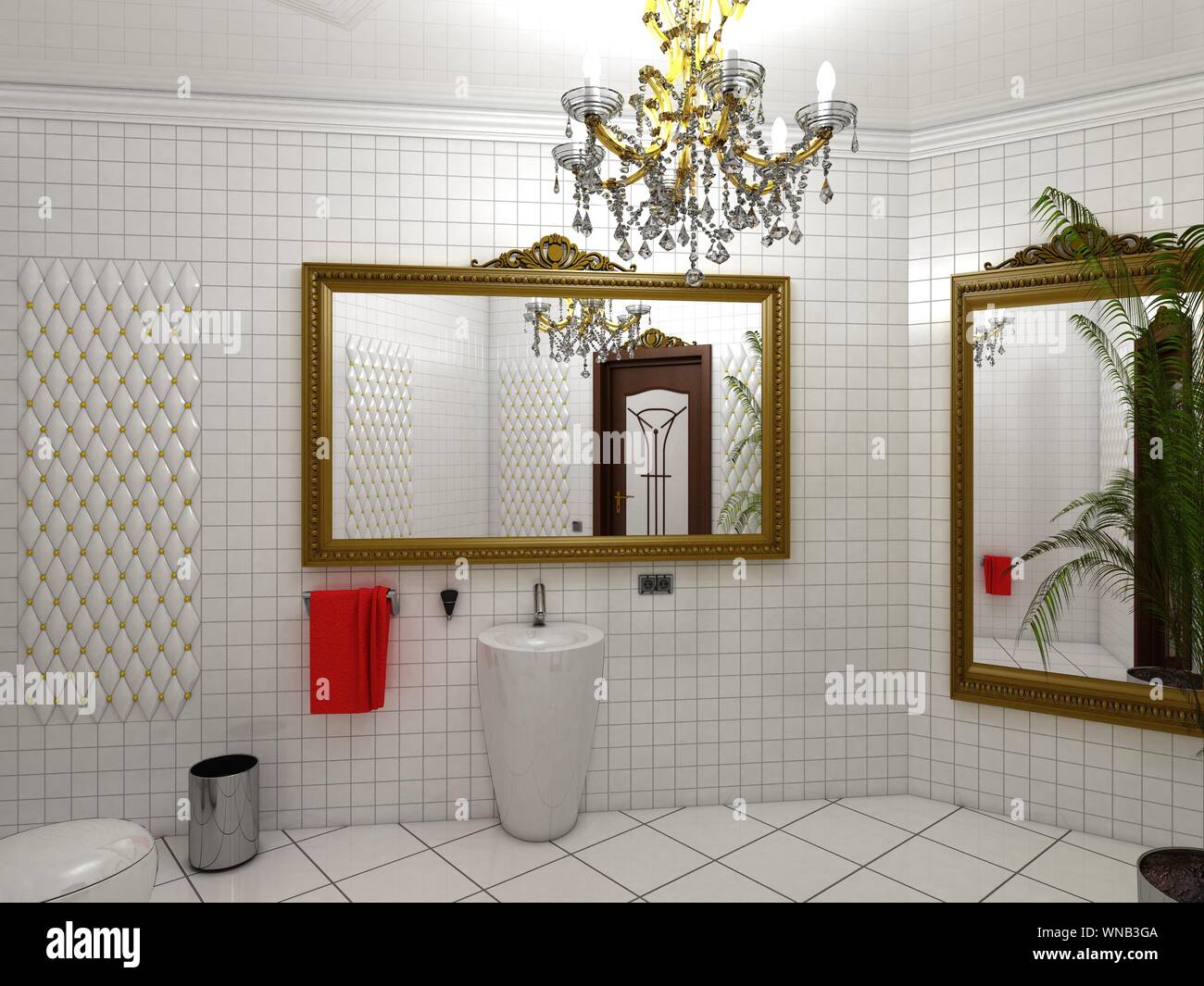 restroom, interior visualization, 3D illustration Stock Photo - Alamy