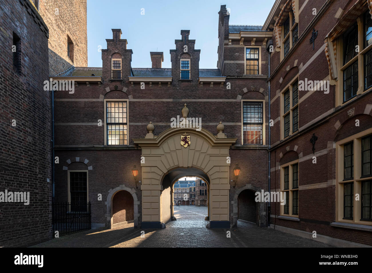 Dutch parliament inner court and gate view in The Hague, Netherlands ...