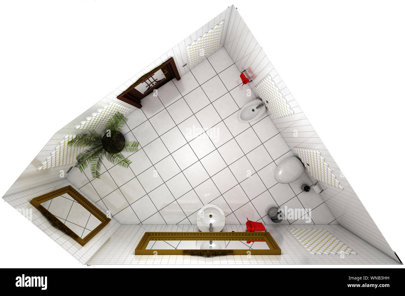 restroom, interior visualization, 3D illustration Stock Photo - Alamy