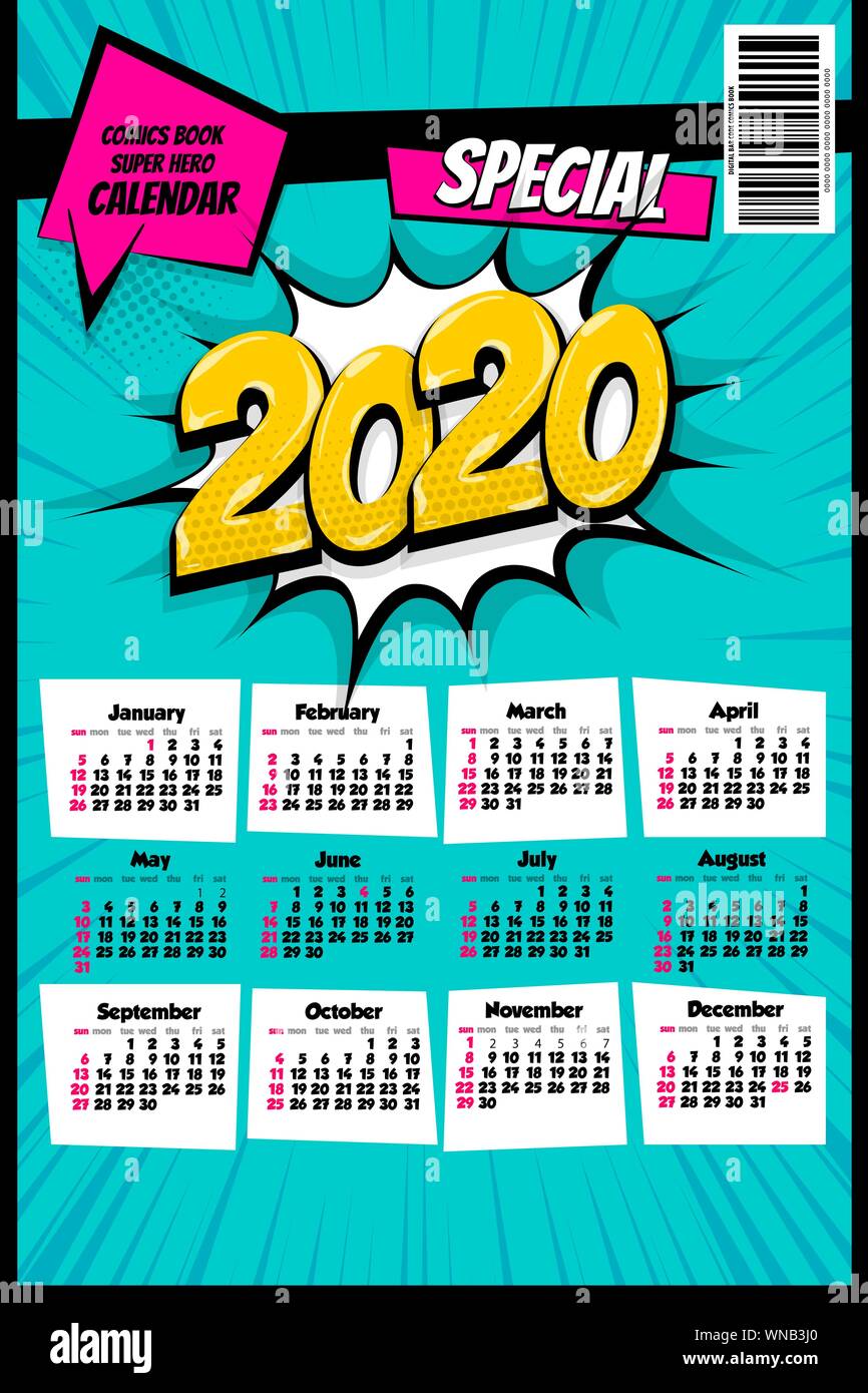 2020 colored calendar pop art vector style Stock Vector Image & Art - Alamy