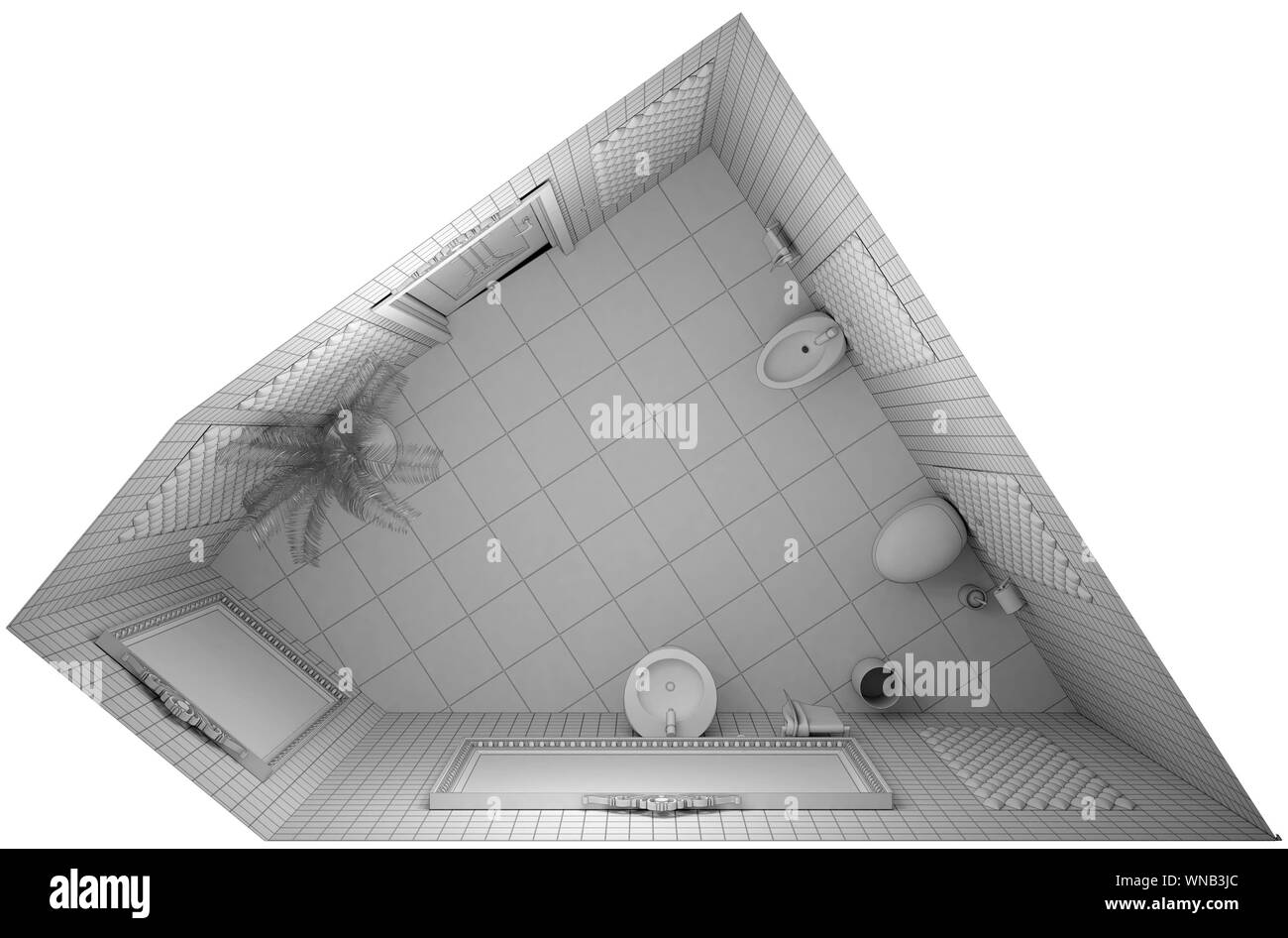 restroom, interior visualization, 3D illustration Stock Photo - Alamy
