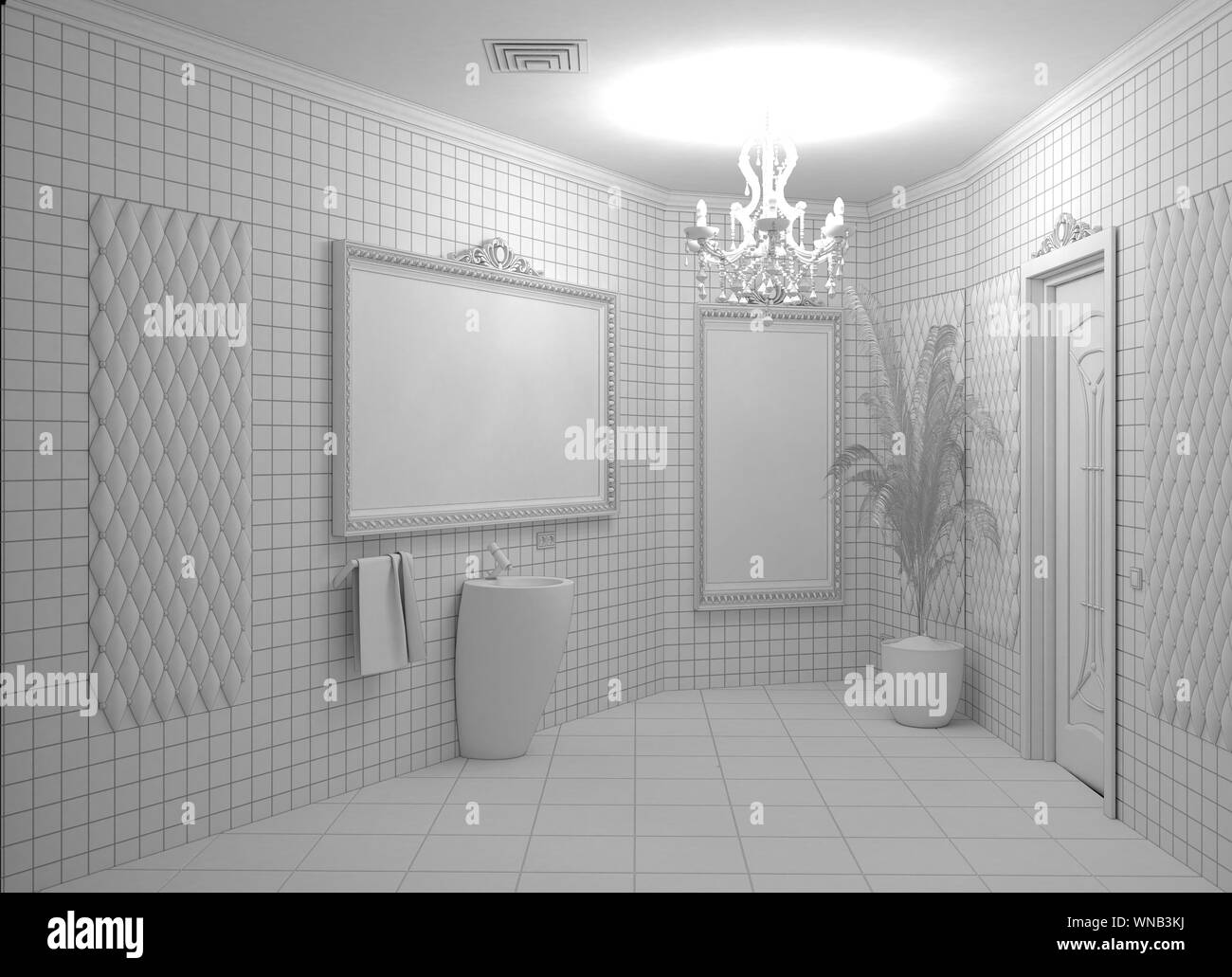 restroom, interior visualization, 3D illustration Stock Photo - Alamy