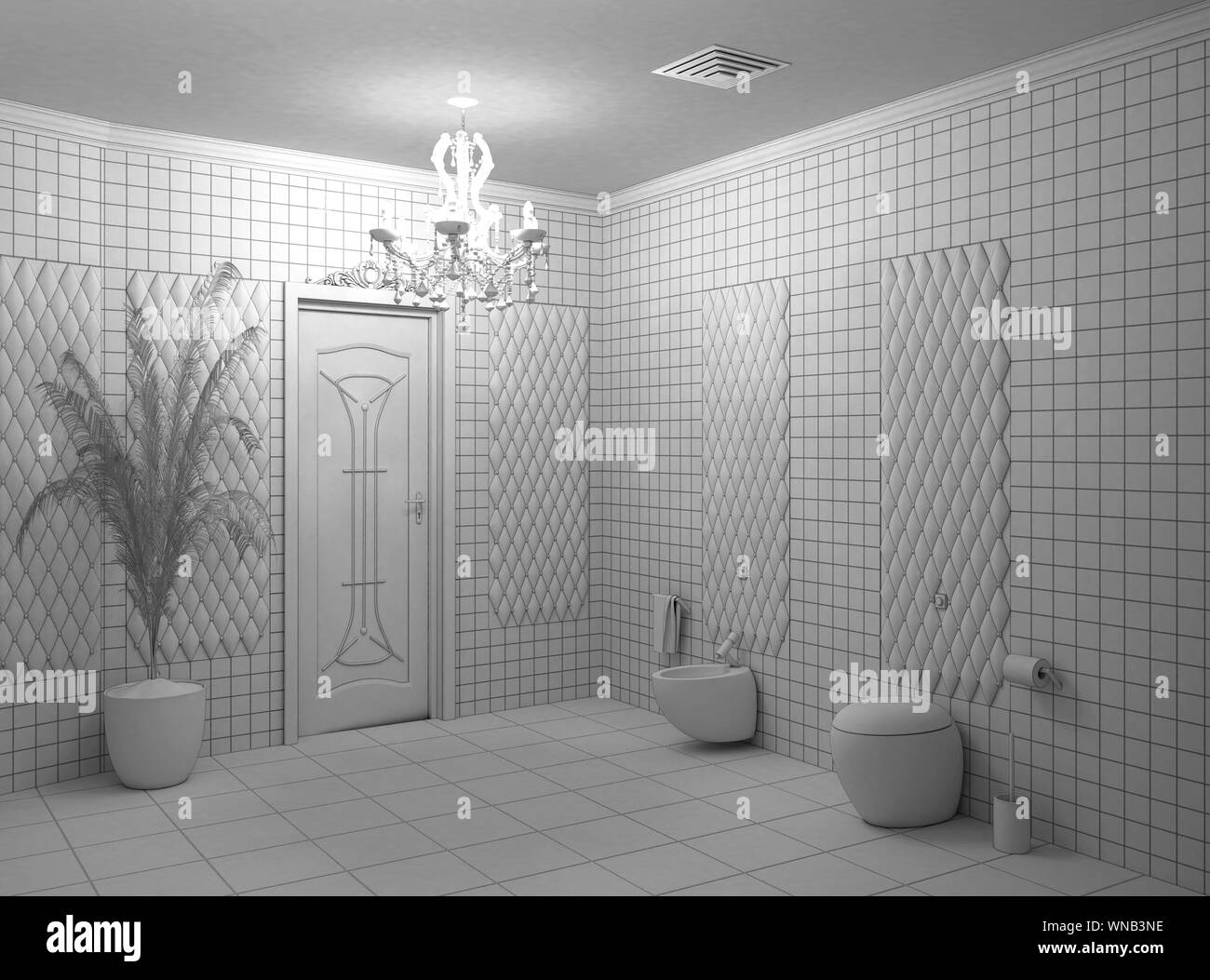 restroom, interior visualization, 3D illustration Stock Photo - Alamy
