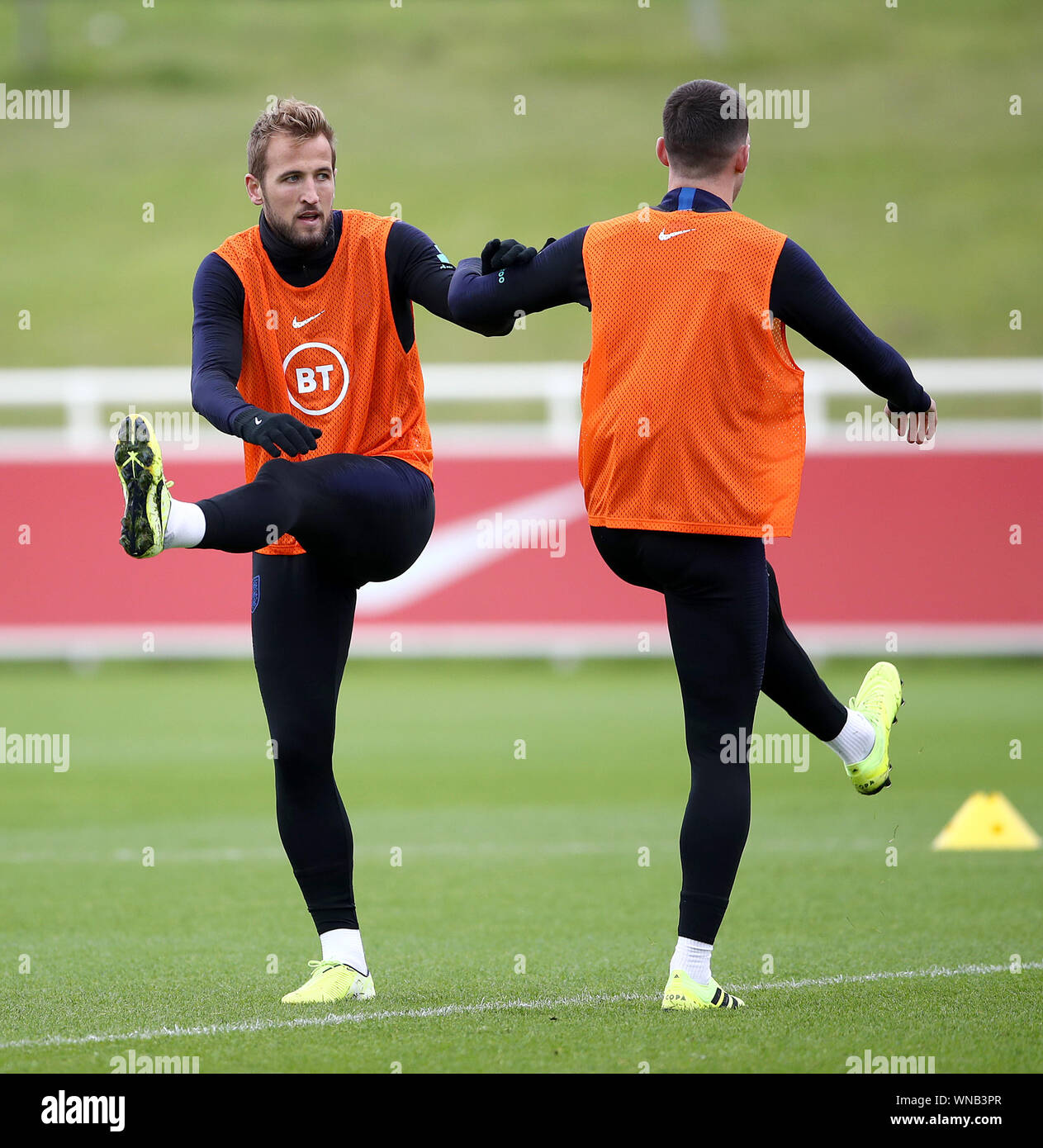 England's Harry Kane (left) during a training session at St George's ...