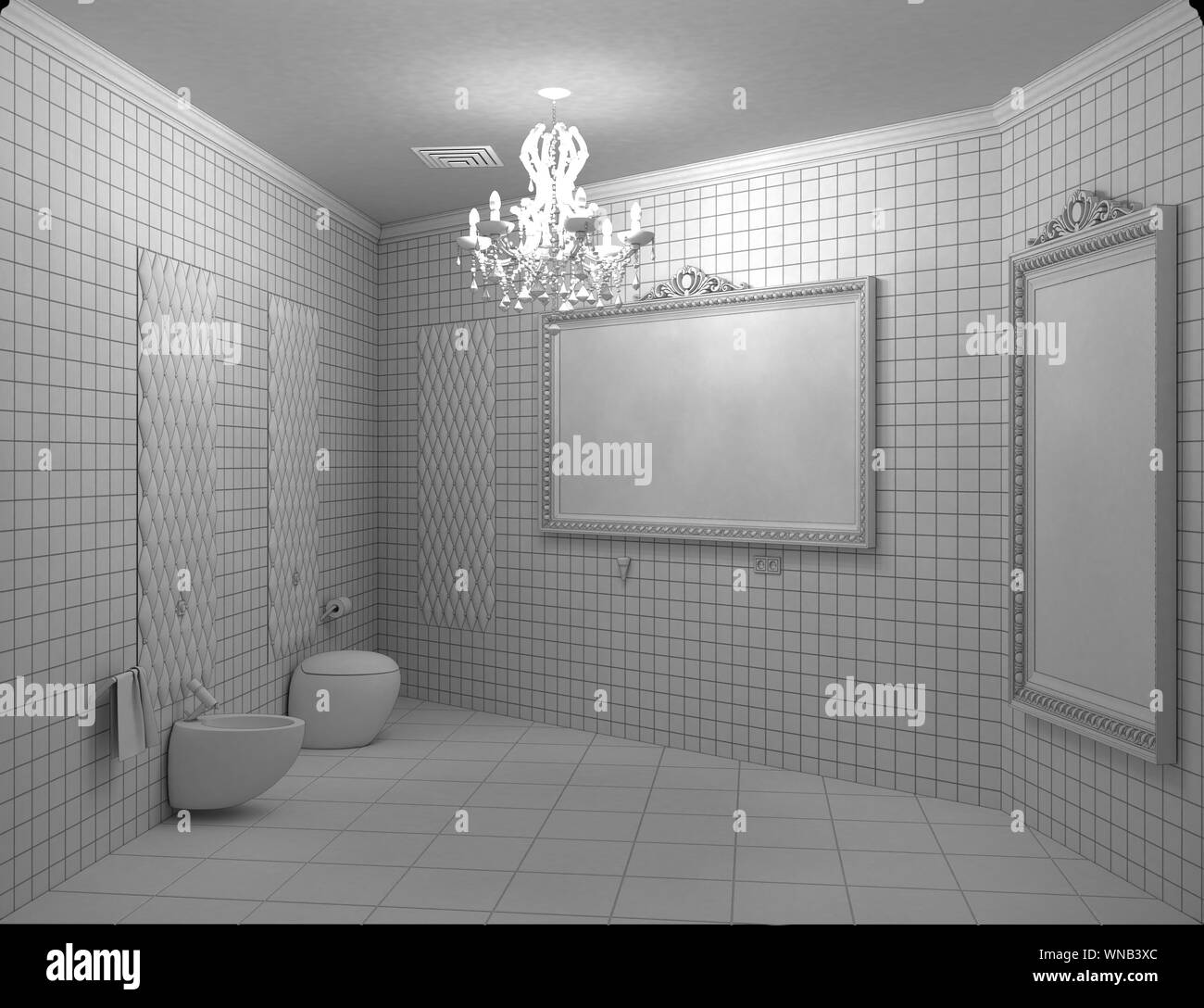 restroom, interior visualization, 3D illustration Stock Photo - Alamy
