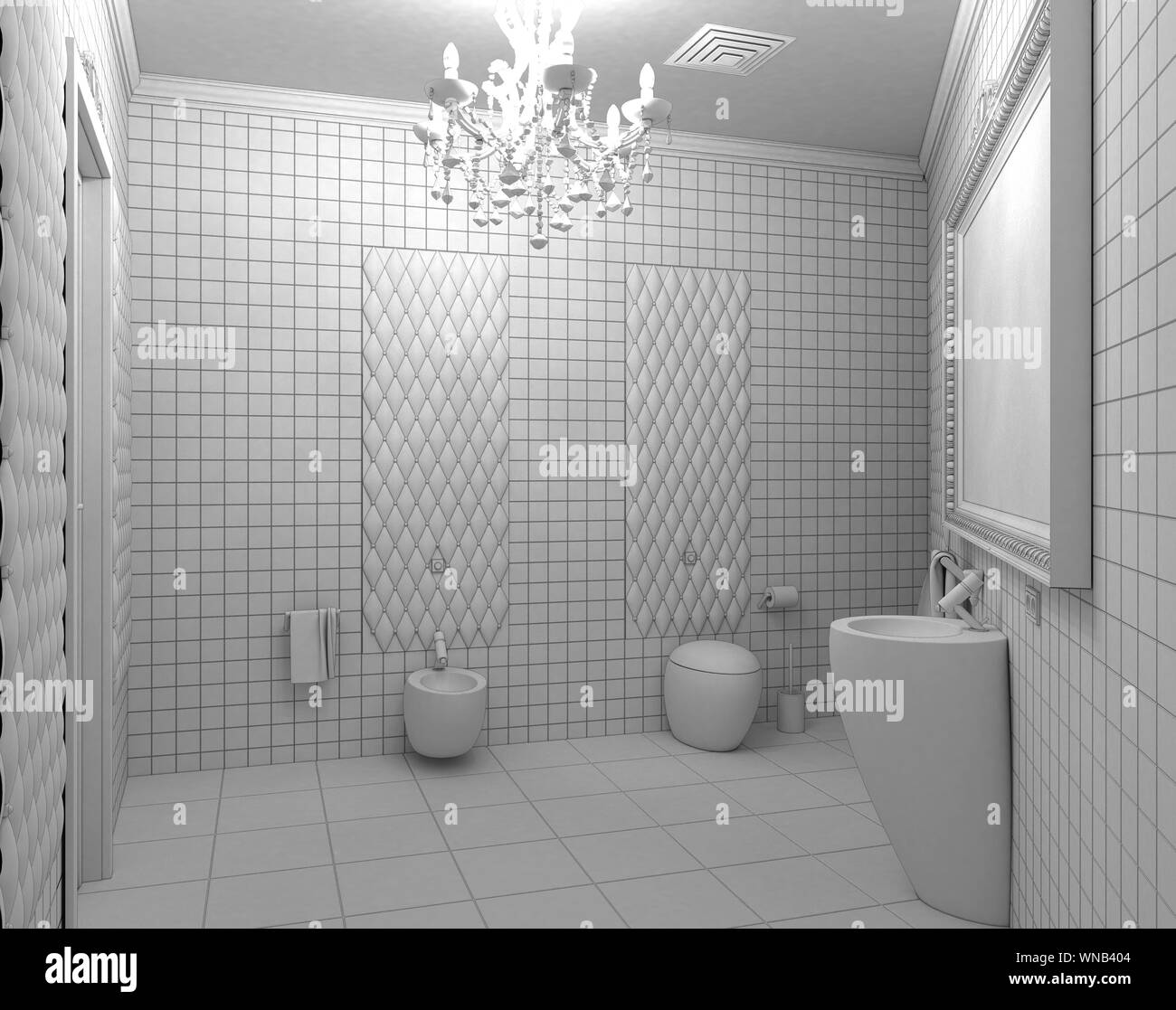 restroom, interior visualization, 3D illustration Stock Photo - Alamy