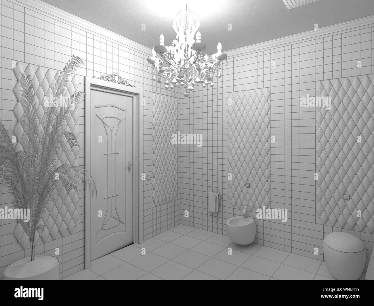 restroom, interior visualization, 3D illustration Stock Photo - Alamy