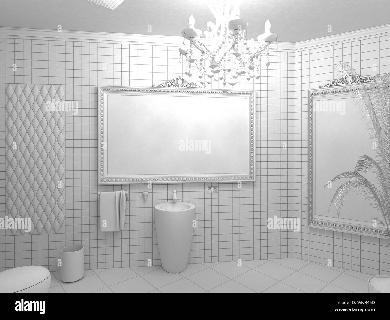 restroom, interior visualization, 3D illustration Stock Photo - Alamy