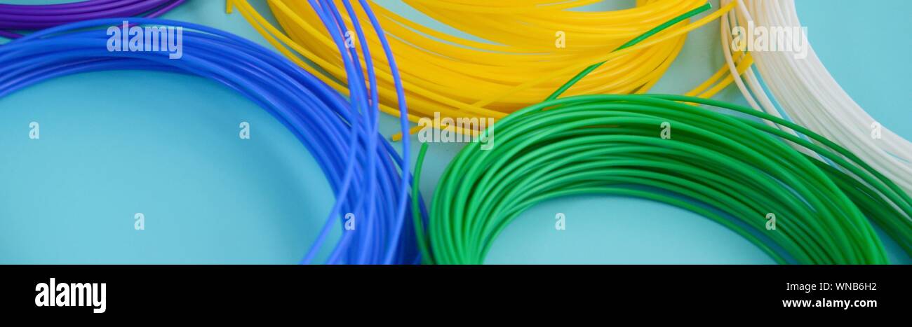 3D printing pen filaments of various colors. Plastic PLA and ABS ...