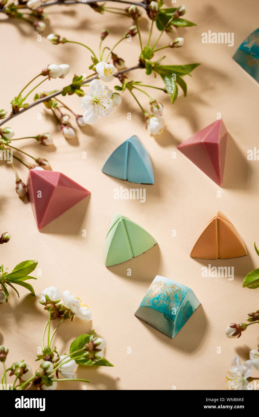 Spring collection of chocolate candies Stock Photo - Alamy